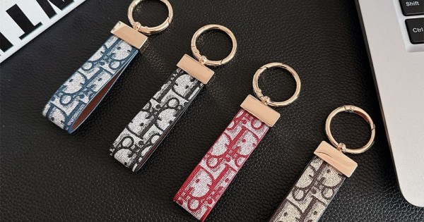 Dior Keychain: Oblique Jacquard & Rose Gold