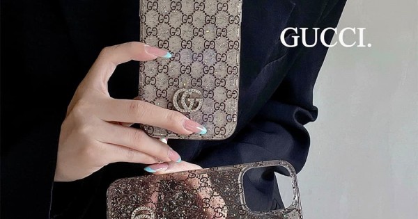 Gucci iPhone Case | GG Supreme Pattern with Crystal GG Logo & Glitter ...